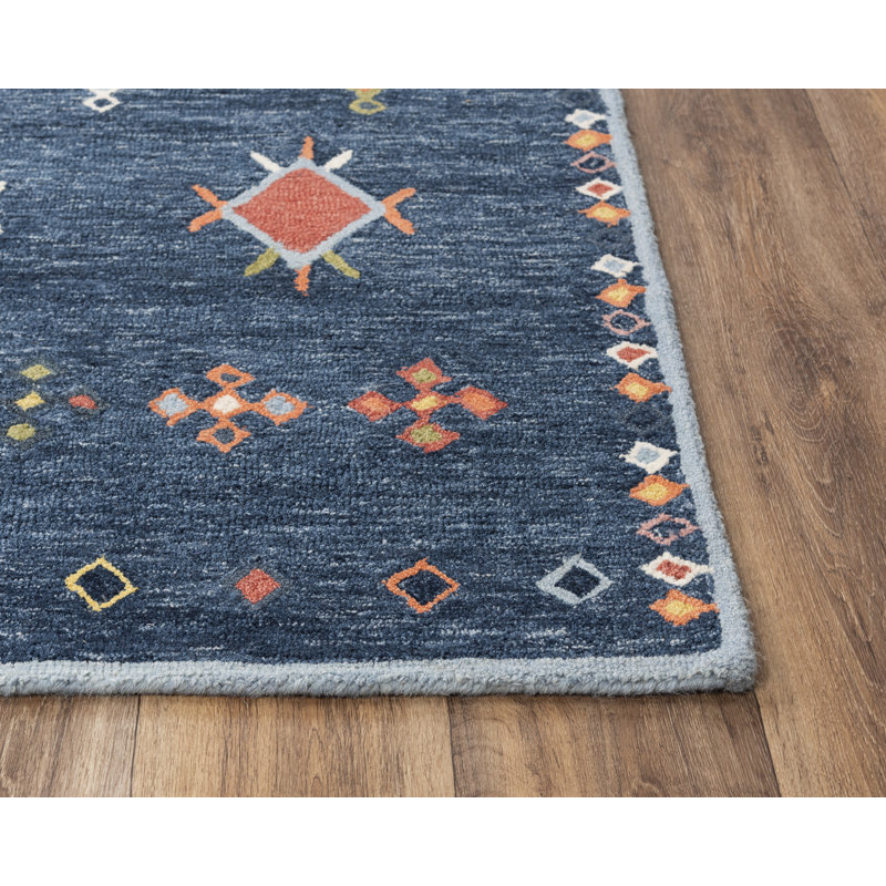 Dakota Fields Handmade Wool Blue Rug & Reviews | Wayfair