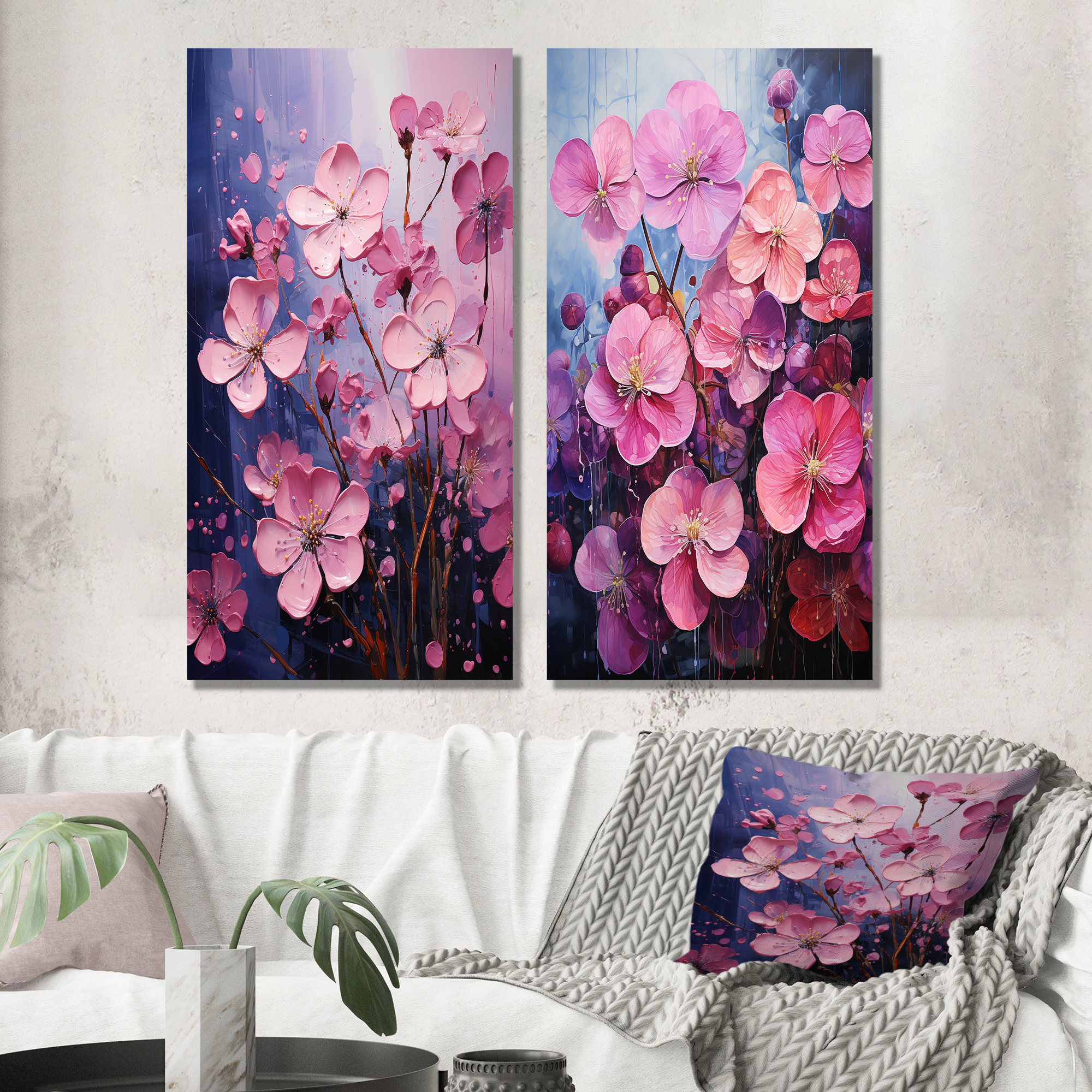 Lark Manor™ Neon Fantasy - Violets Canvas Art Print Set Of 2 | Wayfair