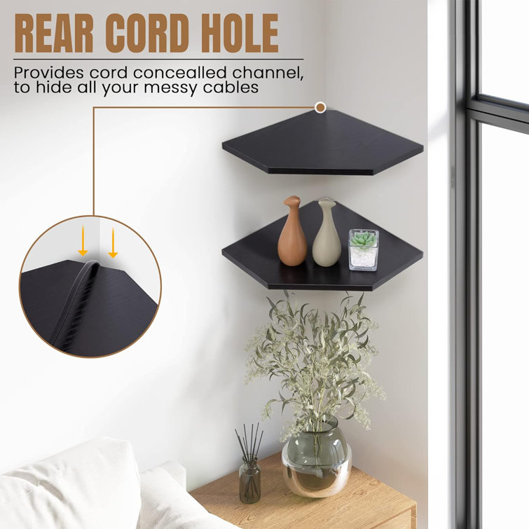 Latitude Run® Corner Shelf Wall Mount Floating Shelves, Set of 4 Corner ...