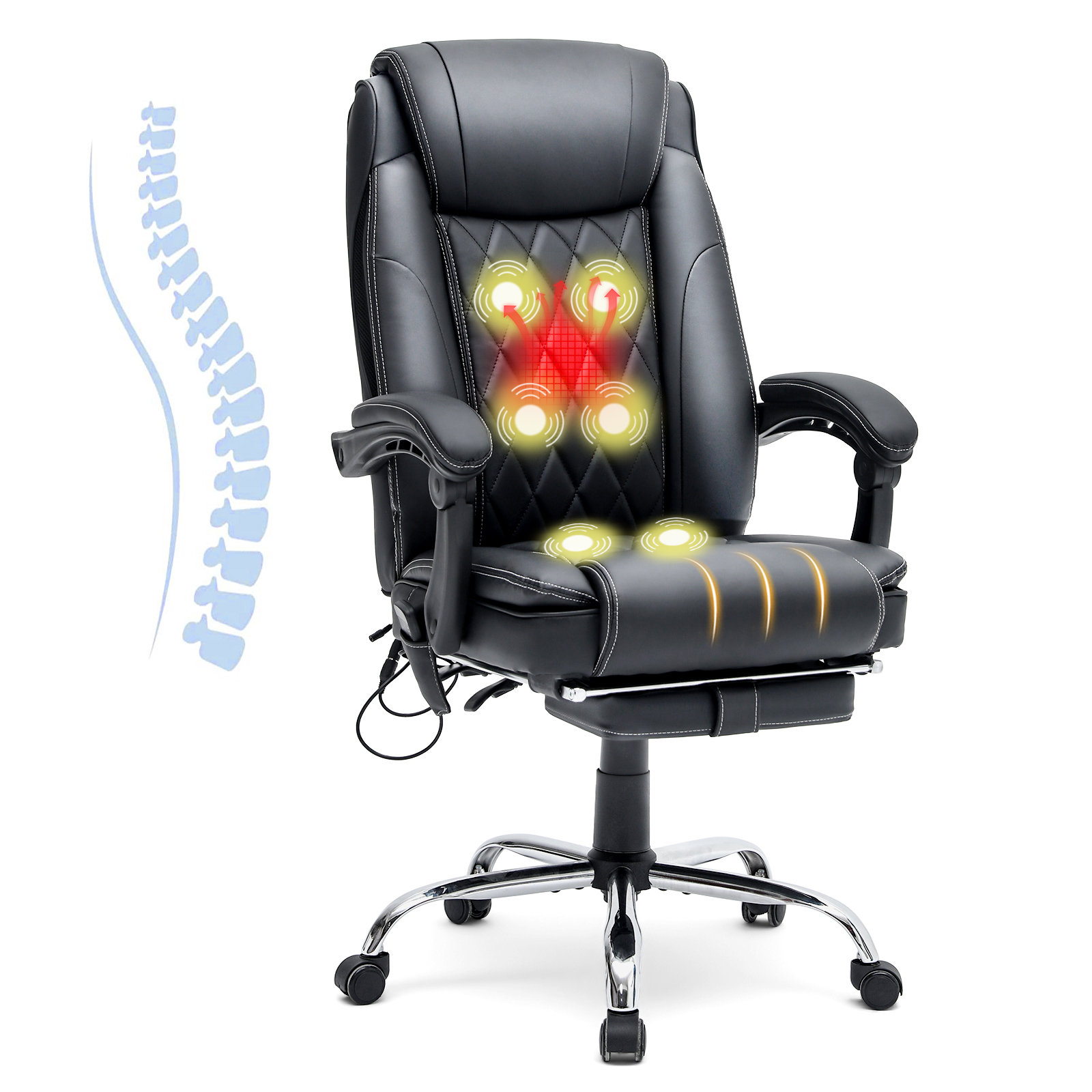Inbox Zero Kacy-Leigh Ergonomic Heated Massage Executive Chair ...