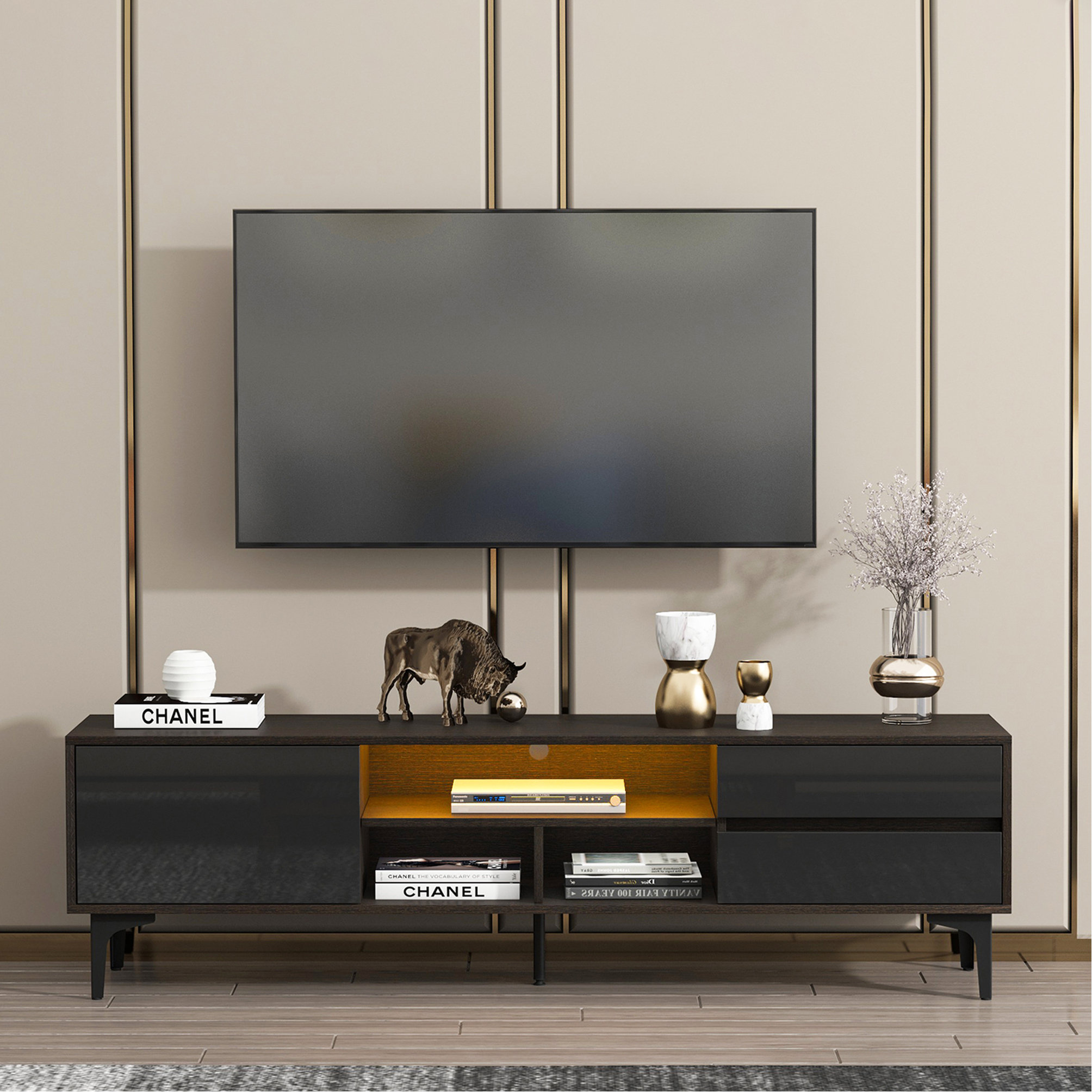 Wrought Studio™ TV Stand, TV Cabinet, Entertainment Center, TV Console, Media Console, With LED ...