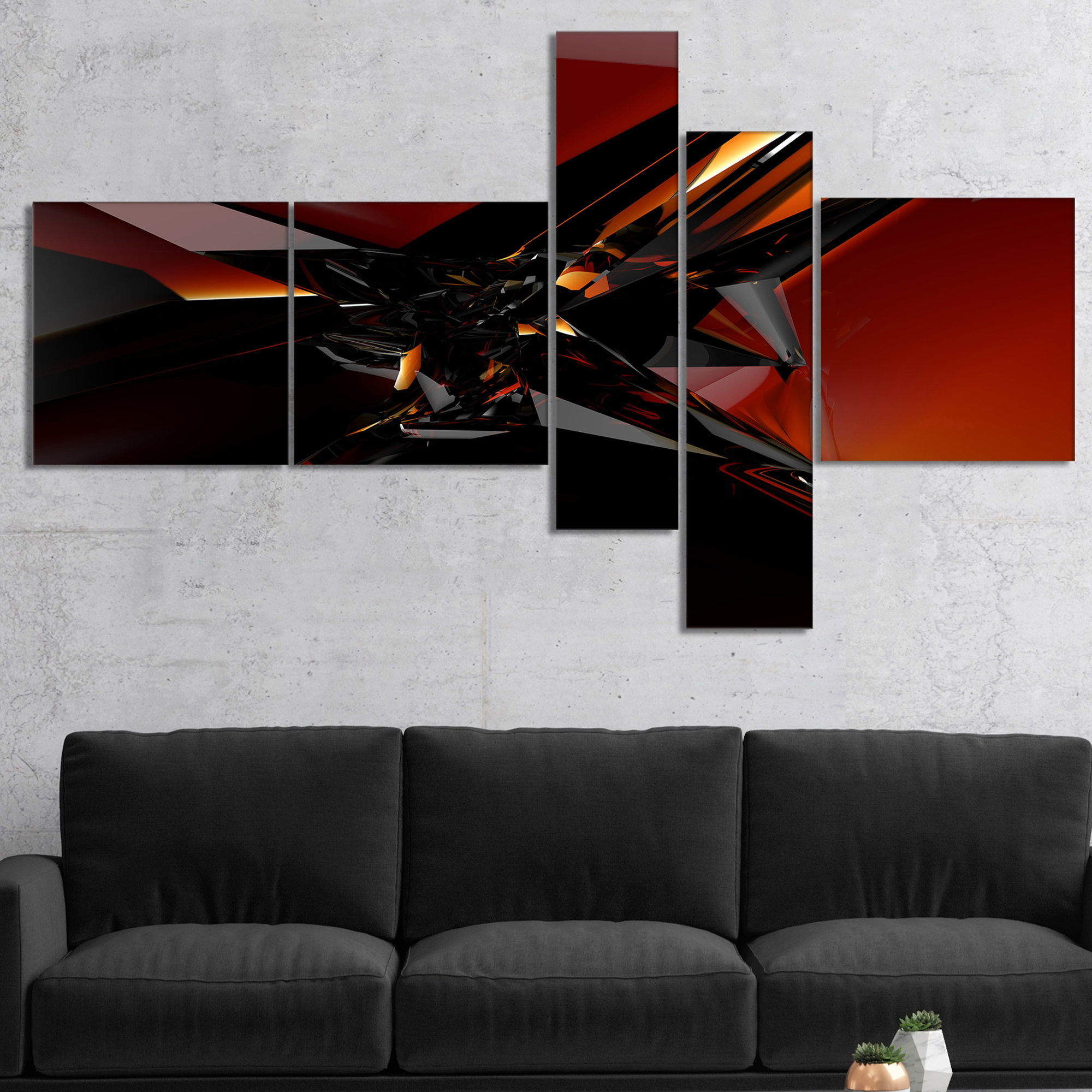 East Urban Home '3D Abstract Red Glass Design' Graphic Art Print Multi ...