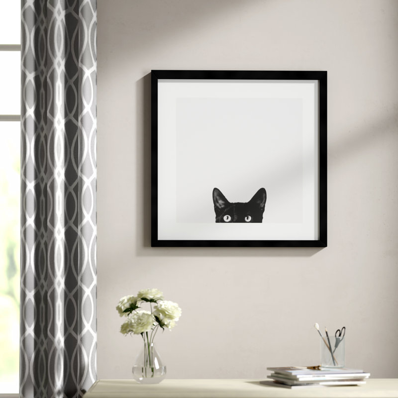 Latitude Run® 'Curiosity (Cat)' - Picture Frame Photograph Print on ...