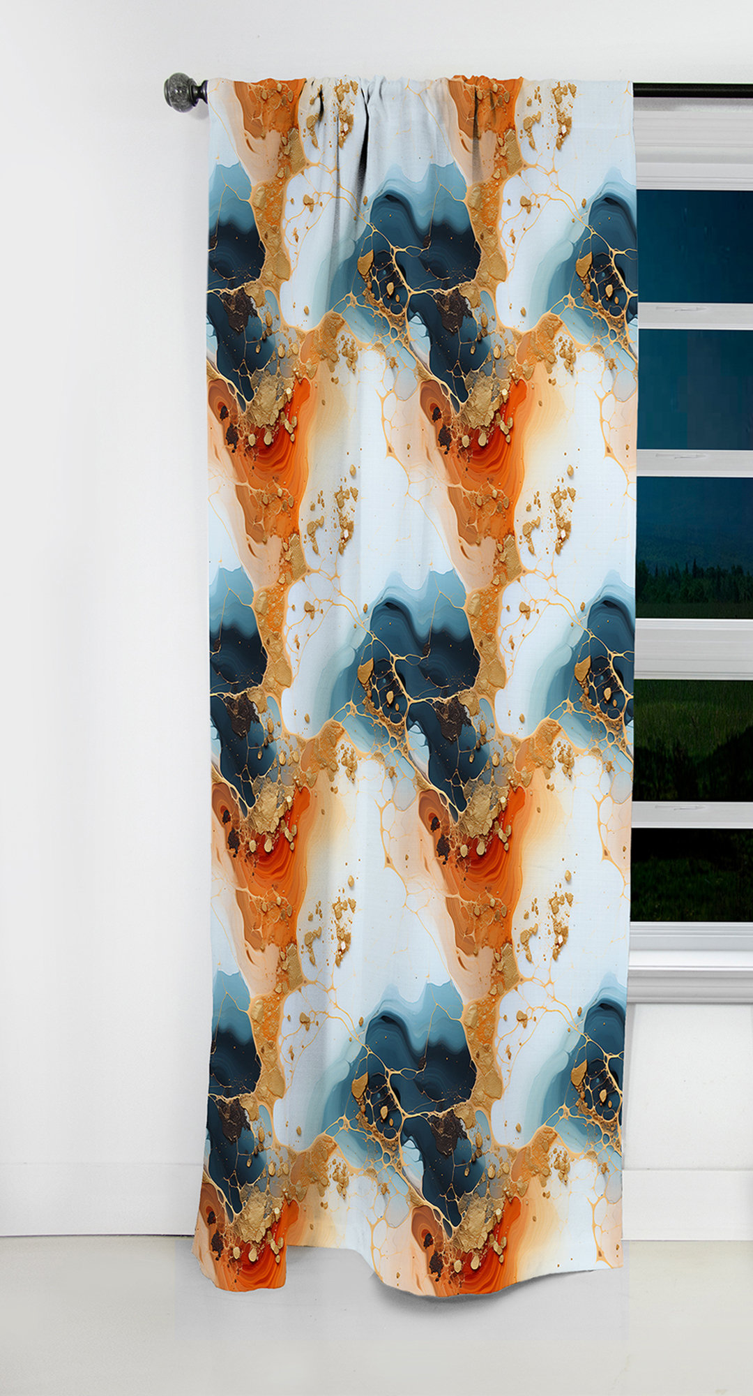 Design Art Teal And Gold Marble Elegance - Abstract Marble Curtain ...