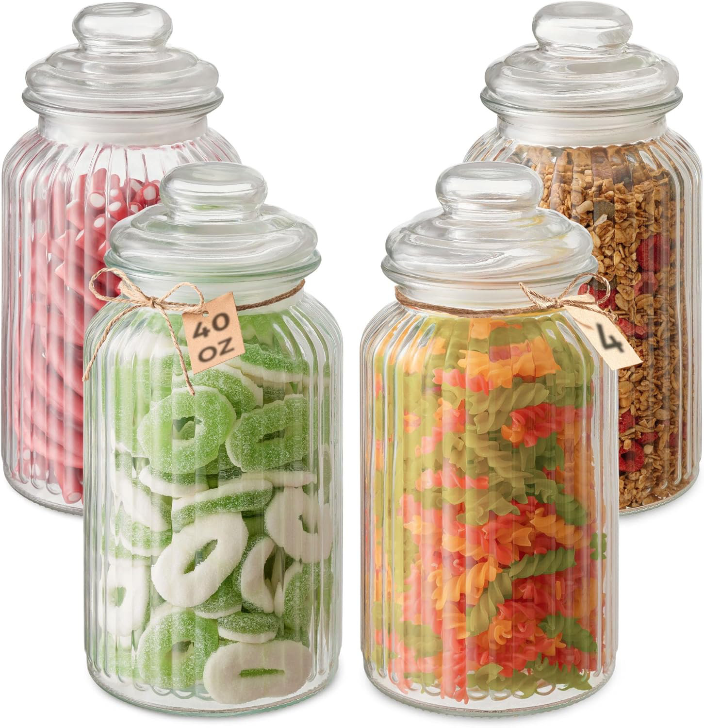 Everly Quinn Glass Cookie Jars With Lid Airtight - 4 Vintage Candy Jars ...