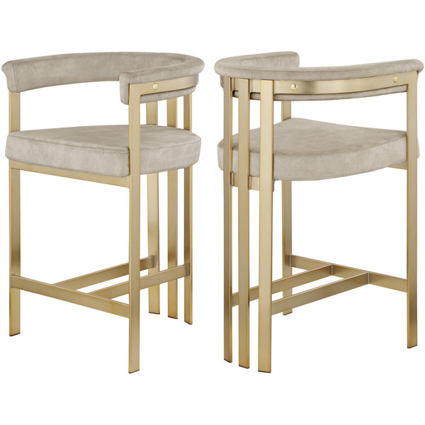 Willa Arlo Interiors Stasia Upholstered 26.4" Counter Stool with Metal ...
