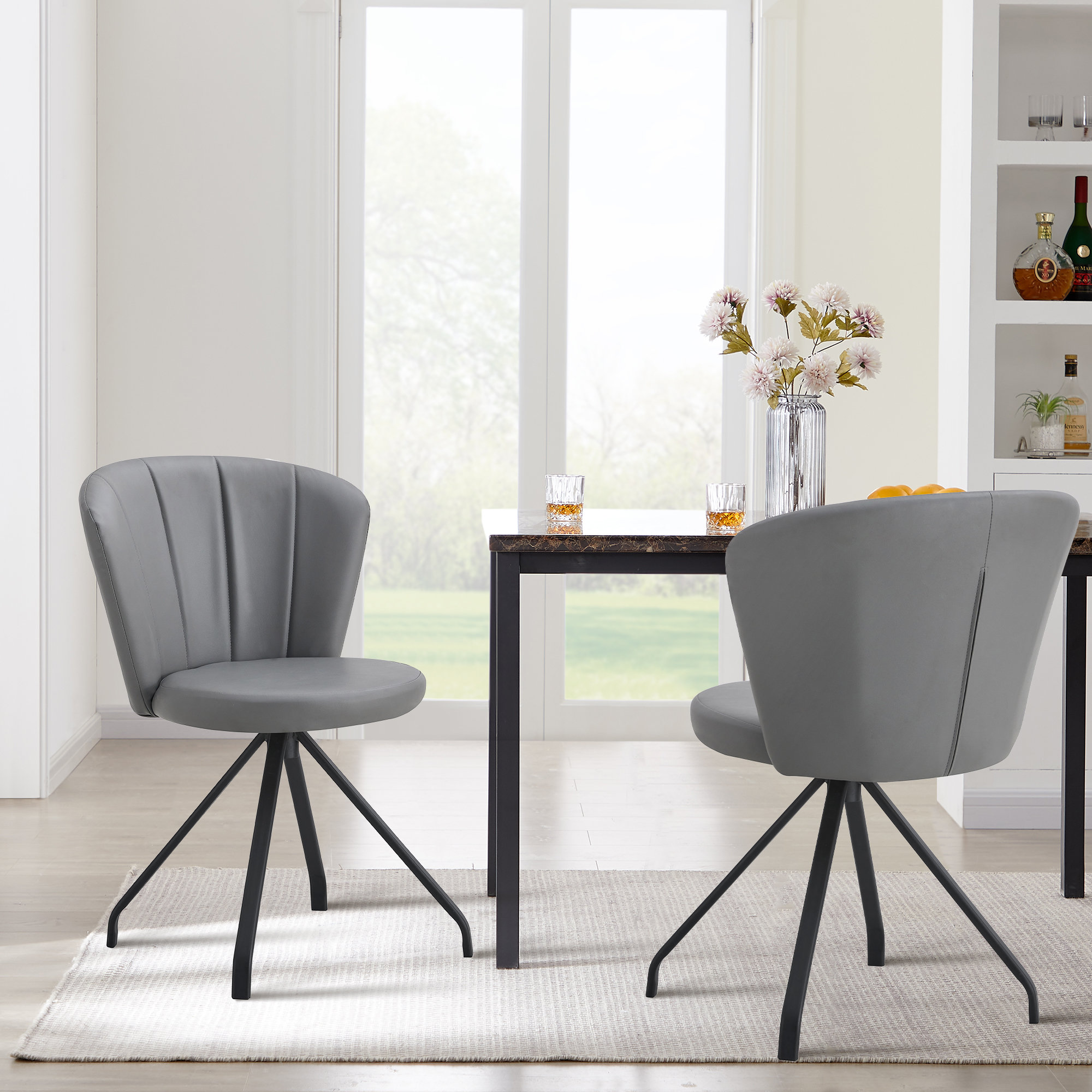 George Oliver Rumi Leather Metal Parsons Chair Dining Chair | Wayfair