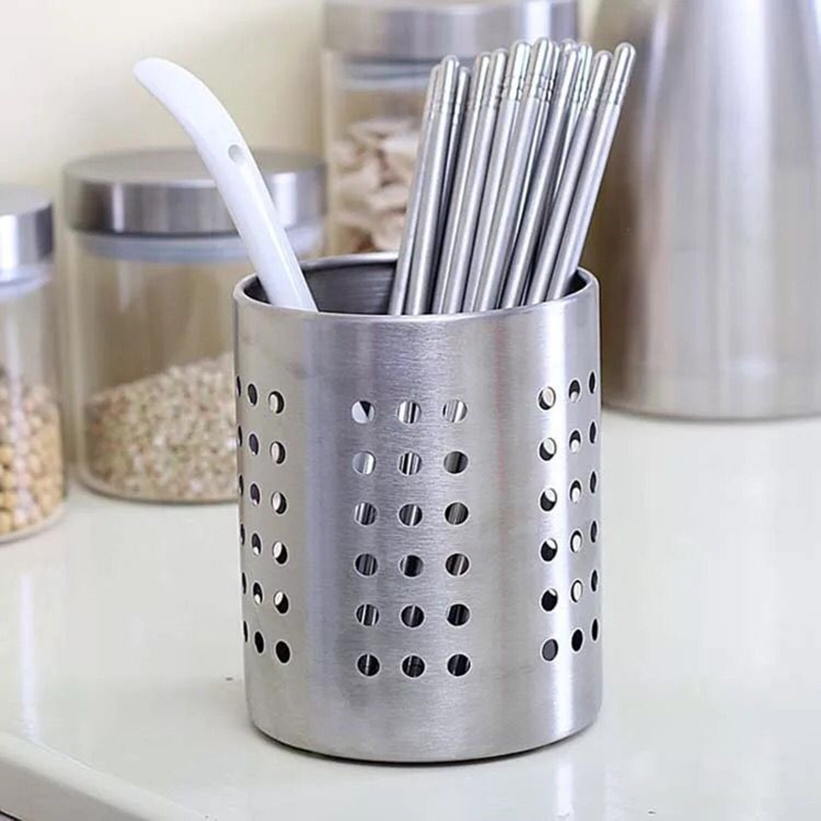 Latitude Run® Stainless Steel Round Utensil Crock | Wayfair