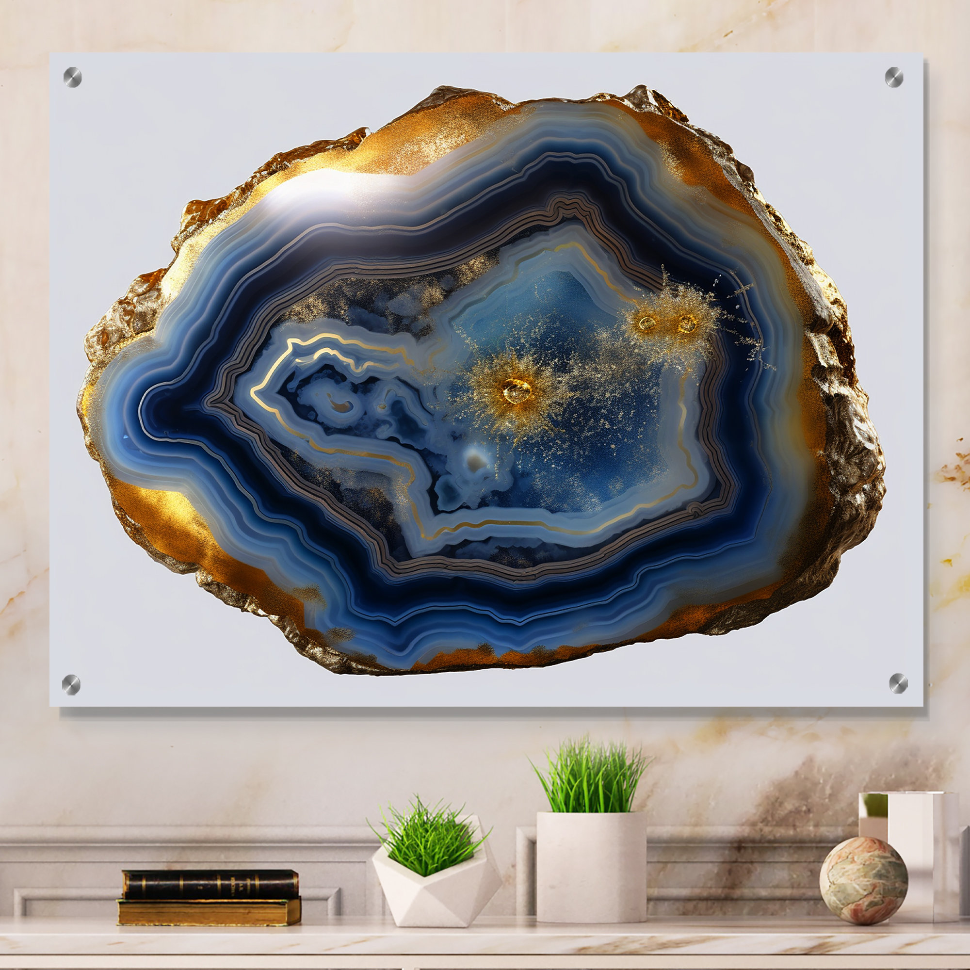 Design Art Geode Gems II - Stone Geode Acrylic Wall Art For Living Room ...