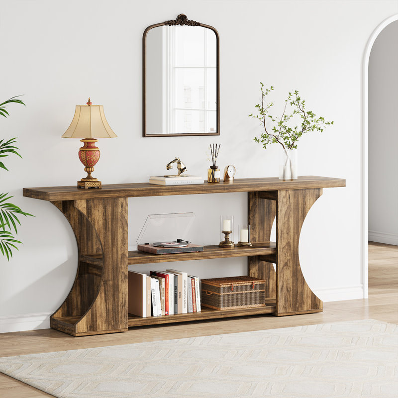 Millwood Pines 70.9 Inch Console Table with 3-Tier Storage Shelves ...