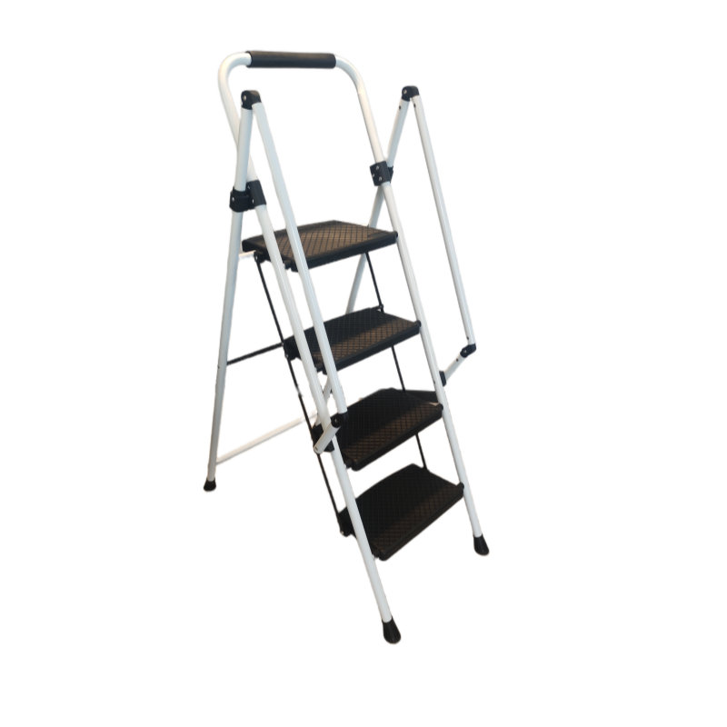 WFX Utility™ White four-step ladder, light folding four-step stool ...