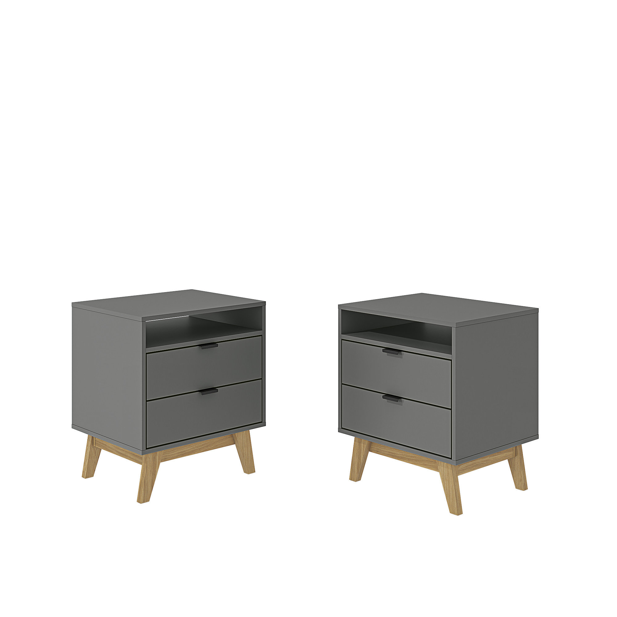 George Oliver Norlin 2-Drawer Nightstand Set – Modern Bedside Tables ...