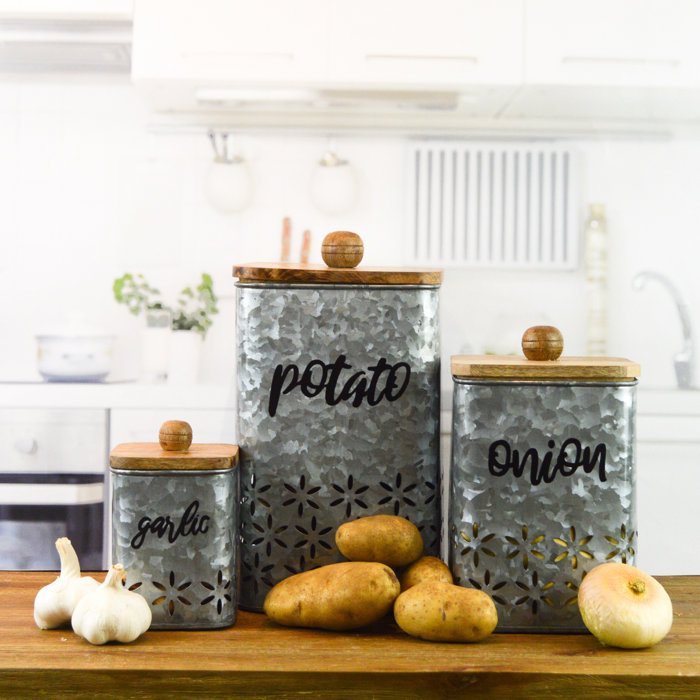 Rosalind Wheeler Metal Canister - Set of 3 & Reviews | Wayfair