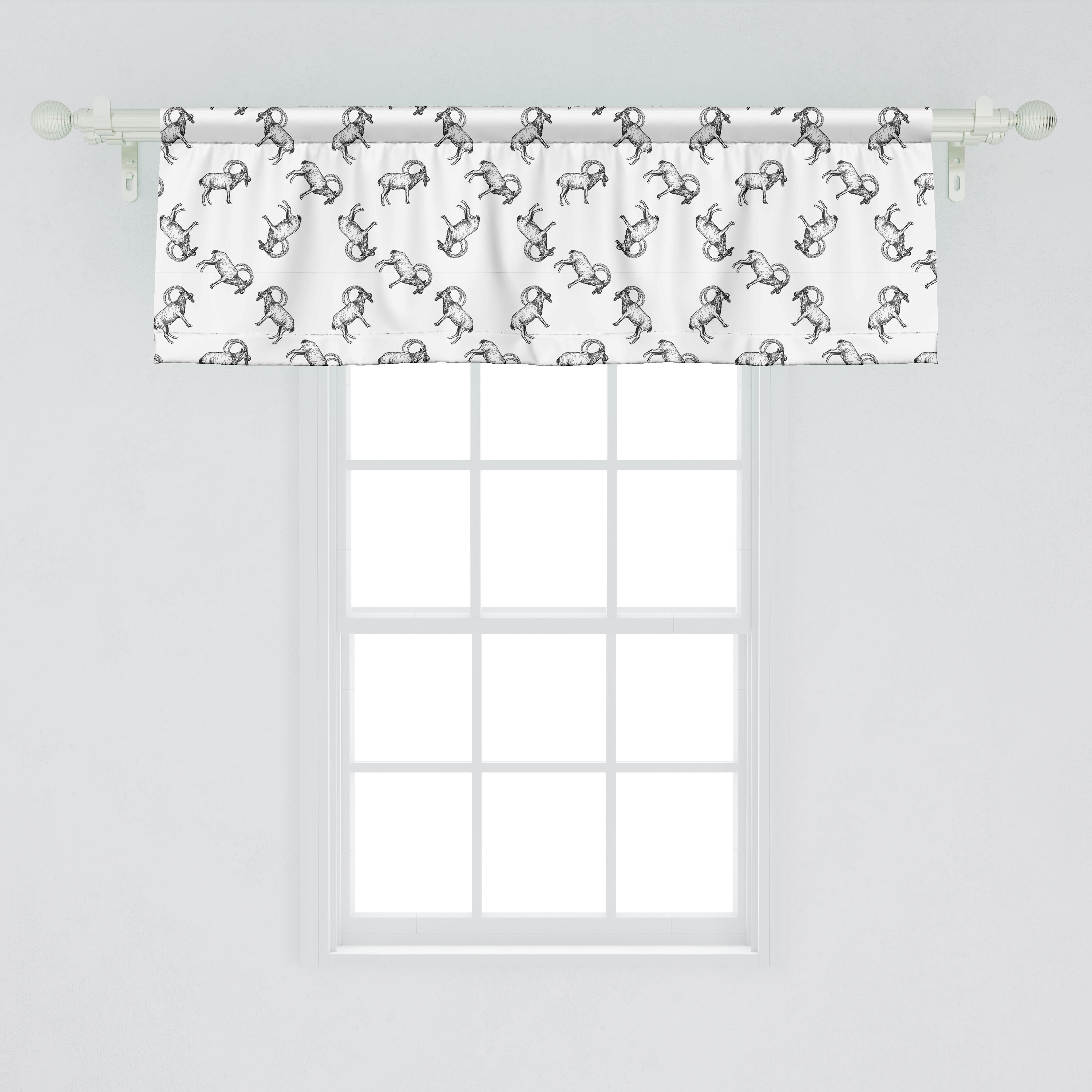 Ambesonne Goat Valance Pack of 2 Sketch Mountain Goats Pattern White ...
