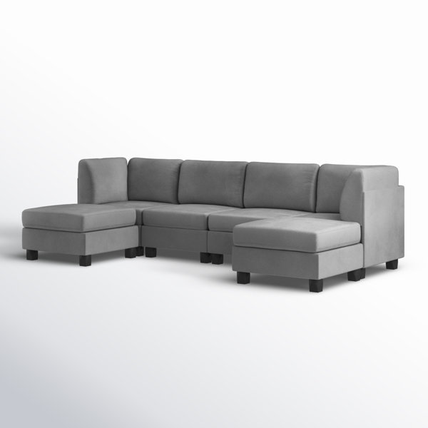 Wade Logan® Atherine 120" Wide Modular Corner Sectional with Ottoman ...