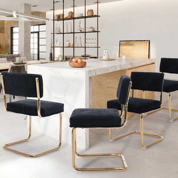 Everly Quinn Meikel Artificial Fur Upholstered Dining Chair | Wayfair