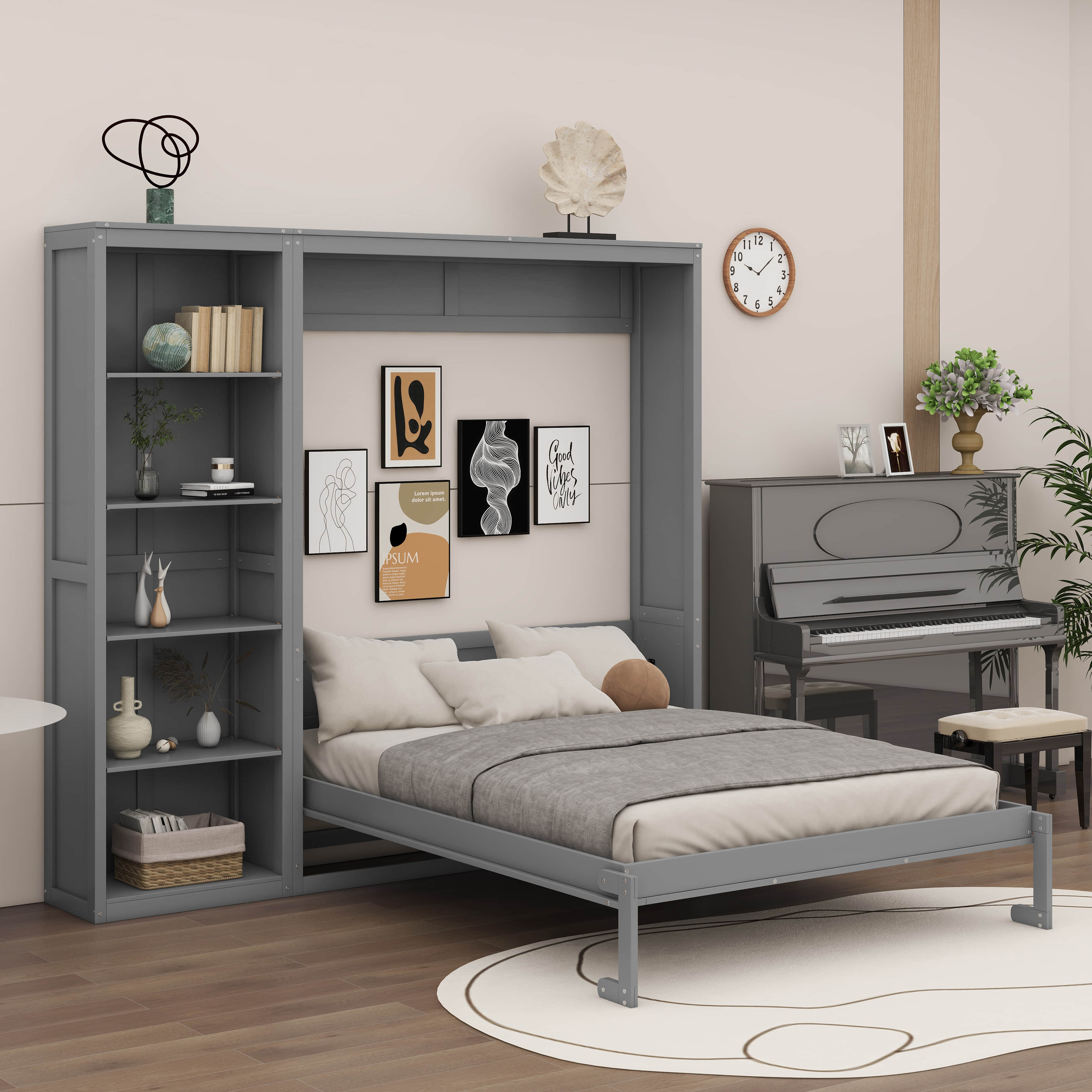 Hokku Designs Full Size Murphy Bed Wall Bed With Shelves - Wayfair Canada