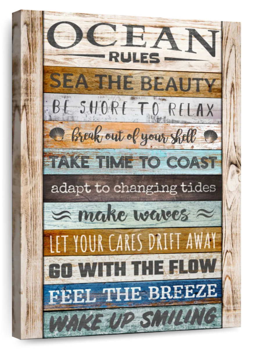 Trinx Kema Ocean Rules Typography - Wayfair Canada