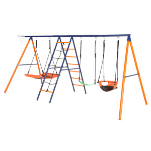 Himimi Delia 6 in 1 Kid Swing Set with 3 Adjustable Swings, Climbing ...