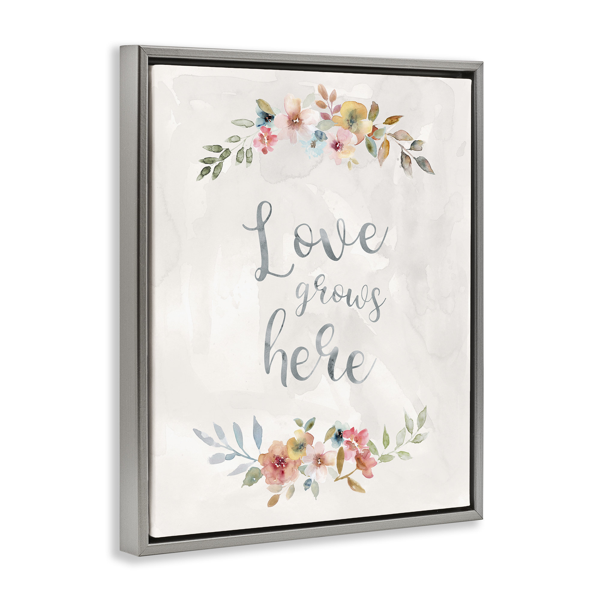 Lark Manor™ Floral Love Grows Here Floater Canvas Wall Art by Carol ...