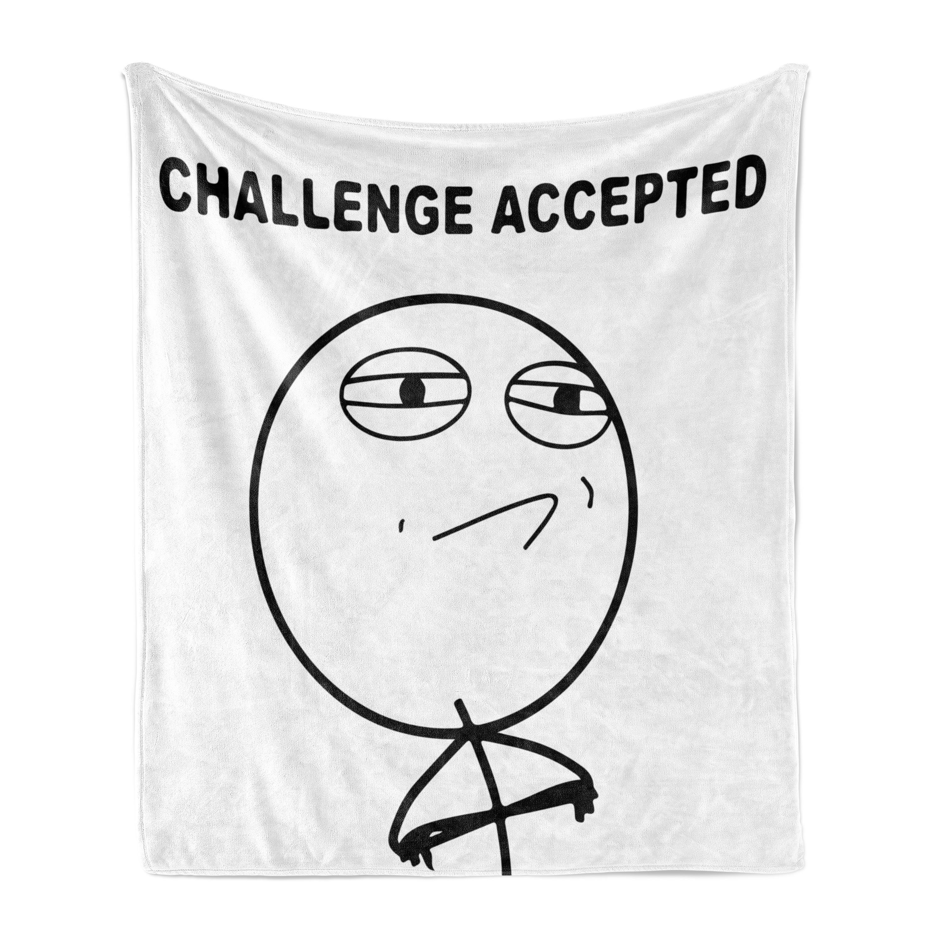 Ambesonne Humor Fleece Throw Blanket Challenge Accepted Meme Black and ...