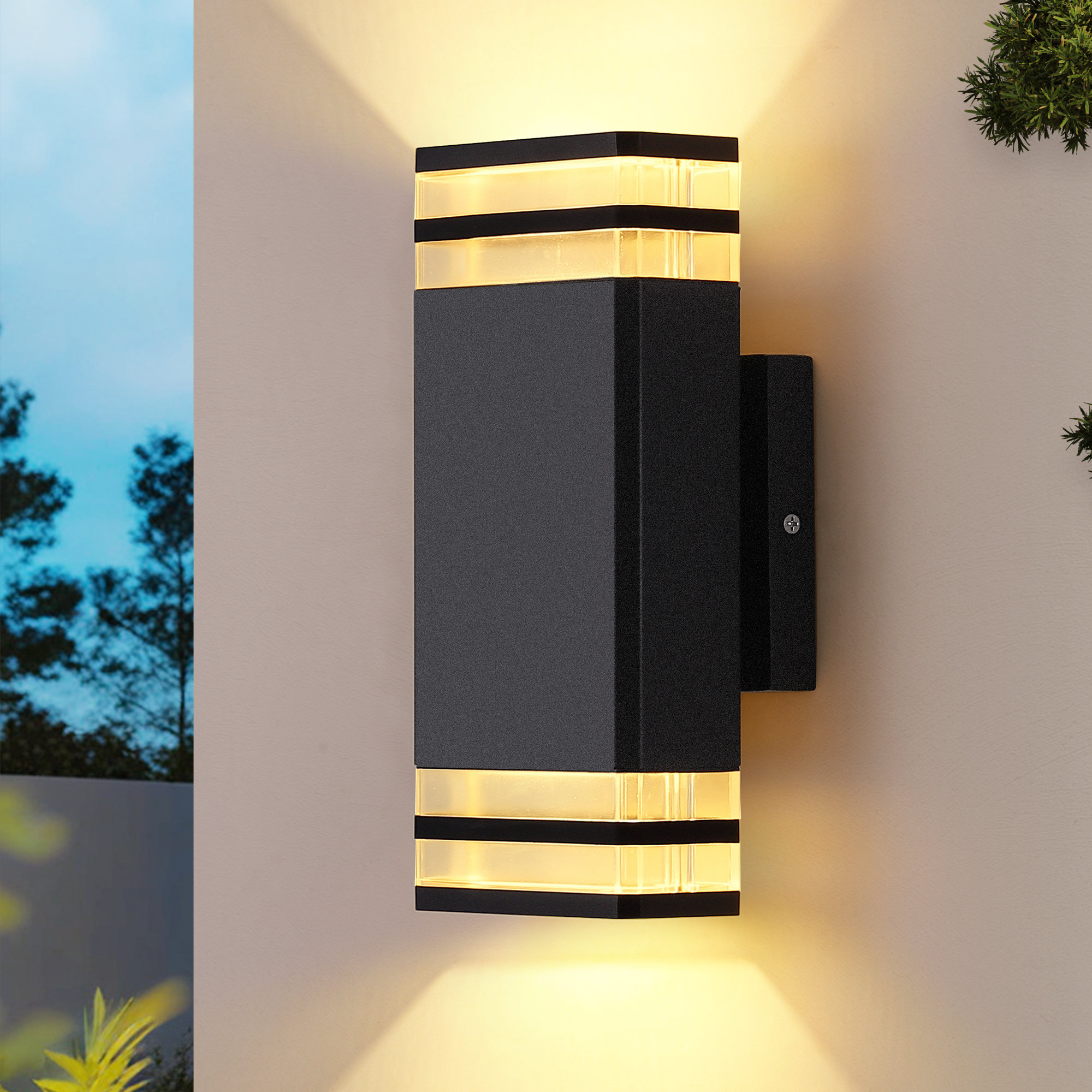 Ebern Designs 9.8" Led Square Up & Up-down Outdoor Wall Light | Wayfair