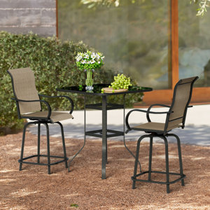 Red Barrel Studio® Mitjans Square 27" Iron Patio Swivel Dining (Set of ...