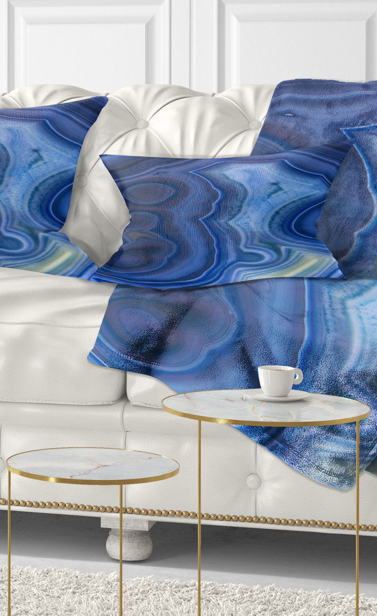 Design Art Blue Agate Stone Design - Abstract Printed Pillow | Wayfair