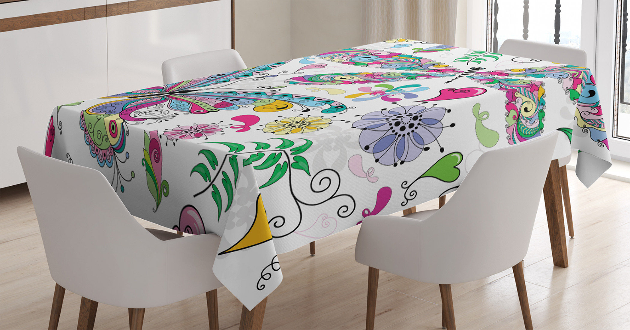 East Urban Home Dragonfly Tablecloth, Butterfly Dragonfly Paisley ...