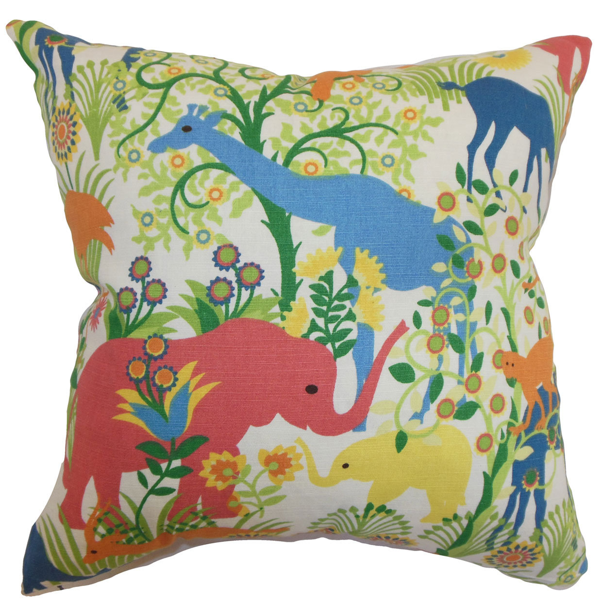 The Pillow Collection Caprivi Flora and Fauna Square Throw Pillow Cover ...