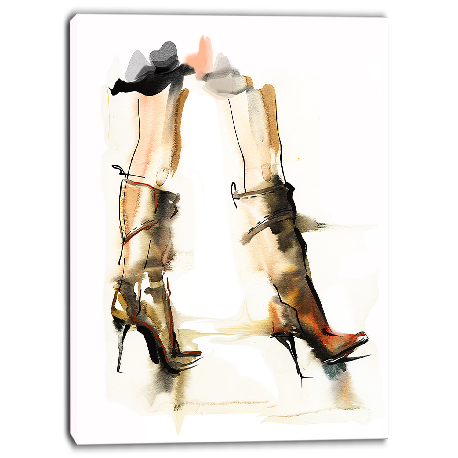 Design Art High Heel Shoes Digital Graphic Art on Wrapped Canvas ...