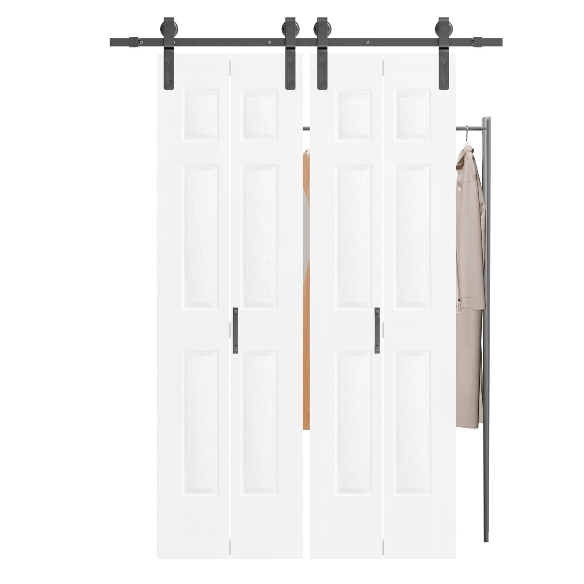 CHIC MODE 6 Lattice Shapes Interior Double Bi-Fold Barn Door Within ...