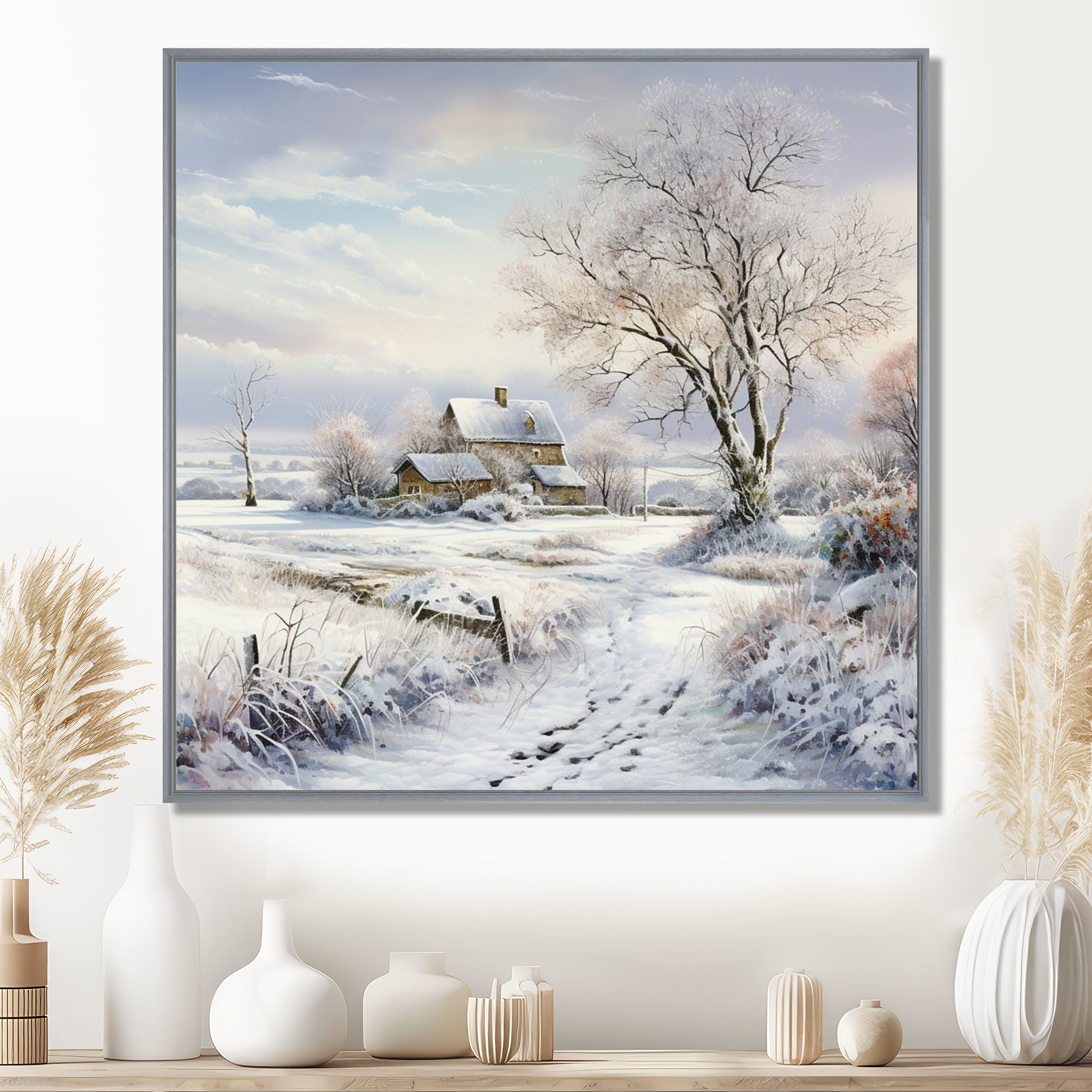 Winston Porter Farmhouse Snow Winter Scenery - Snow Wall Art | Wayfair