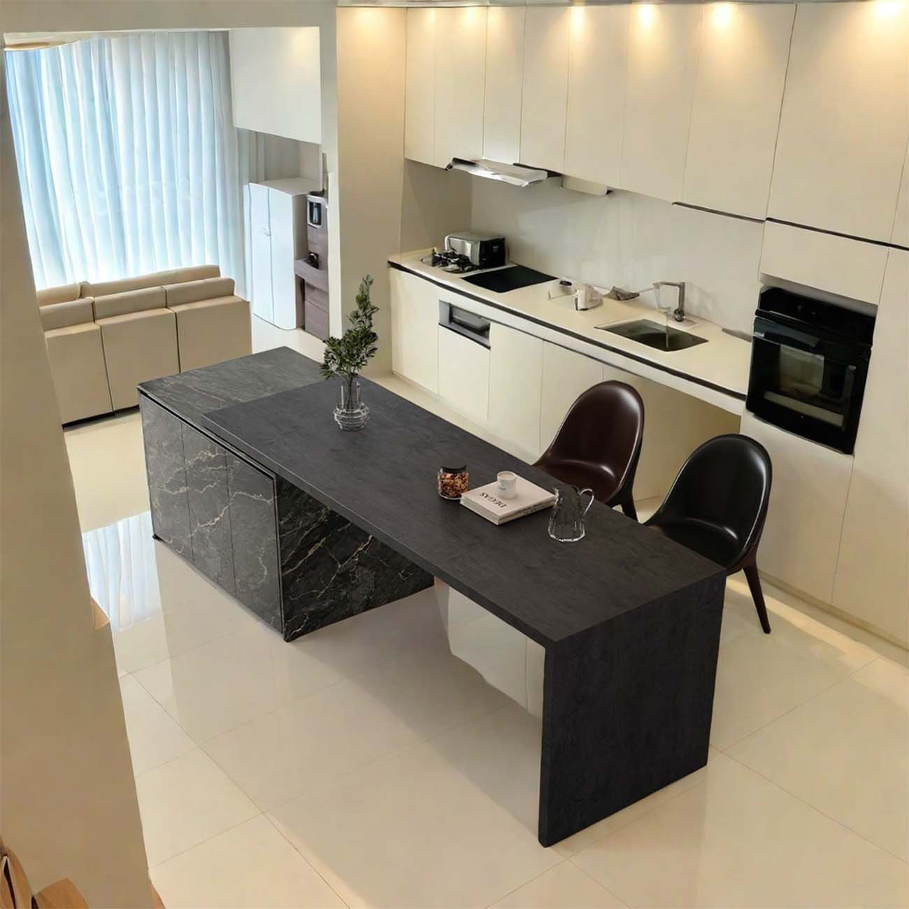 Hart Enjoy life Deluxe rock slab island dining table integrated | Wayfair