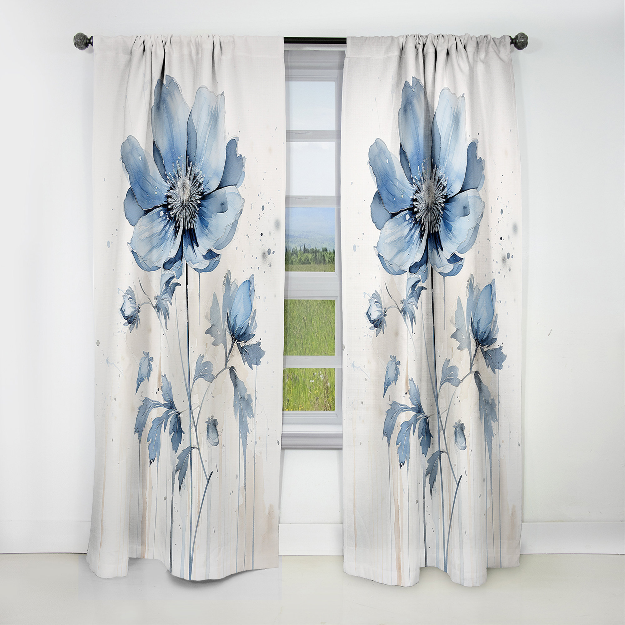East Urban Home Courtois - Flower Curtain - Blackout Floral Curtain - 1 ...