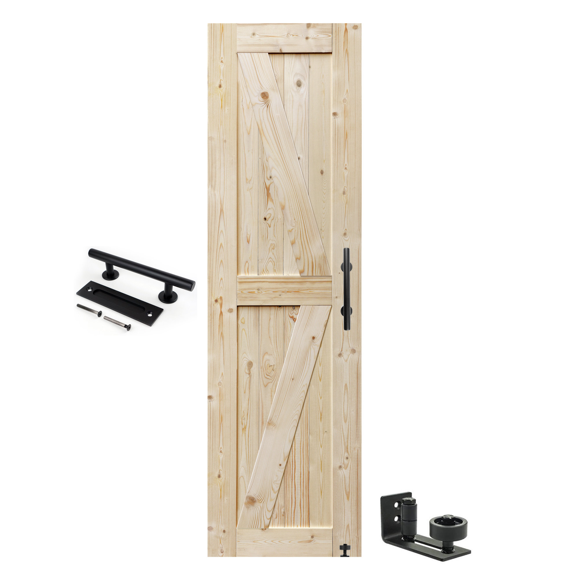 S&Z TOPHAND Single Unfinished British Brace Barn Door Simple Assembly ...