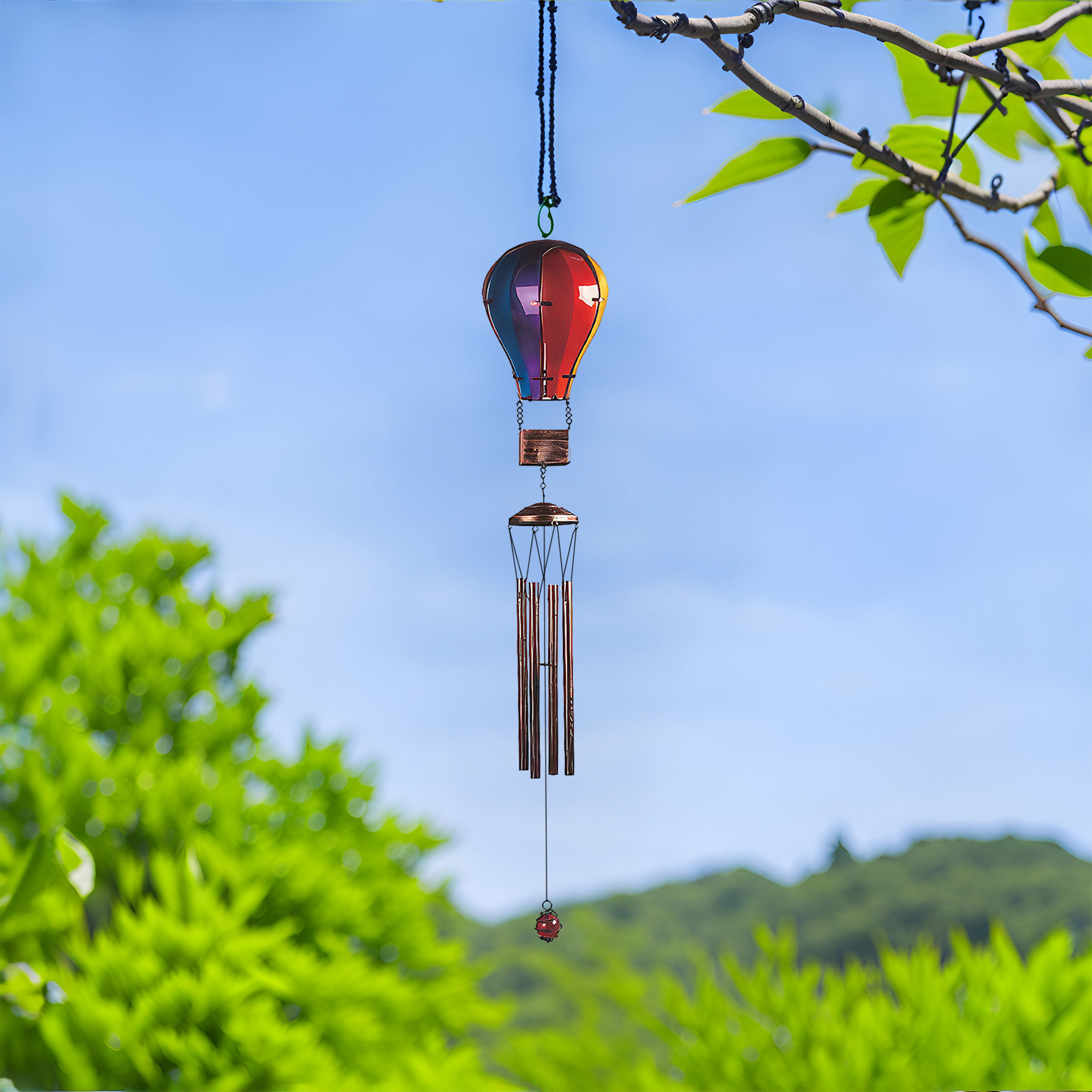 Arlmont & Co. 41" Long Rainbow Glass Air Balloon Wind Chime | Wayfair