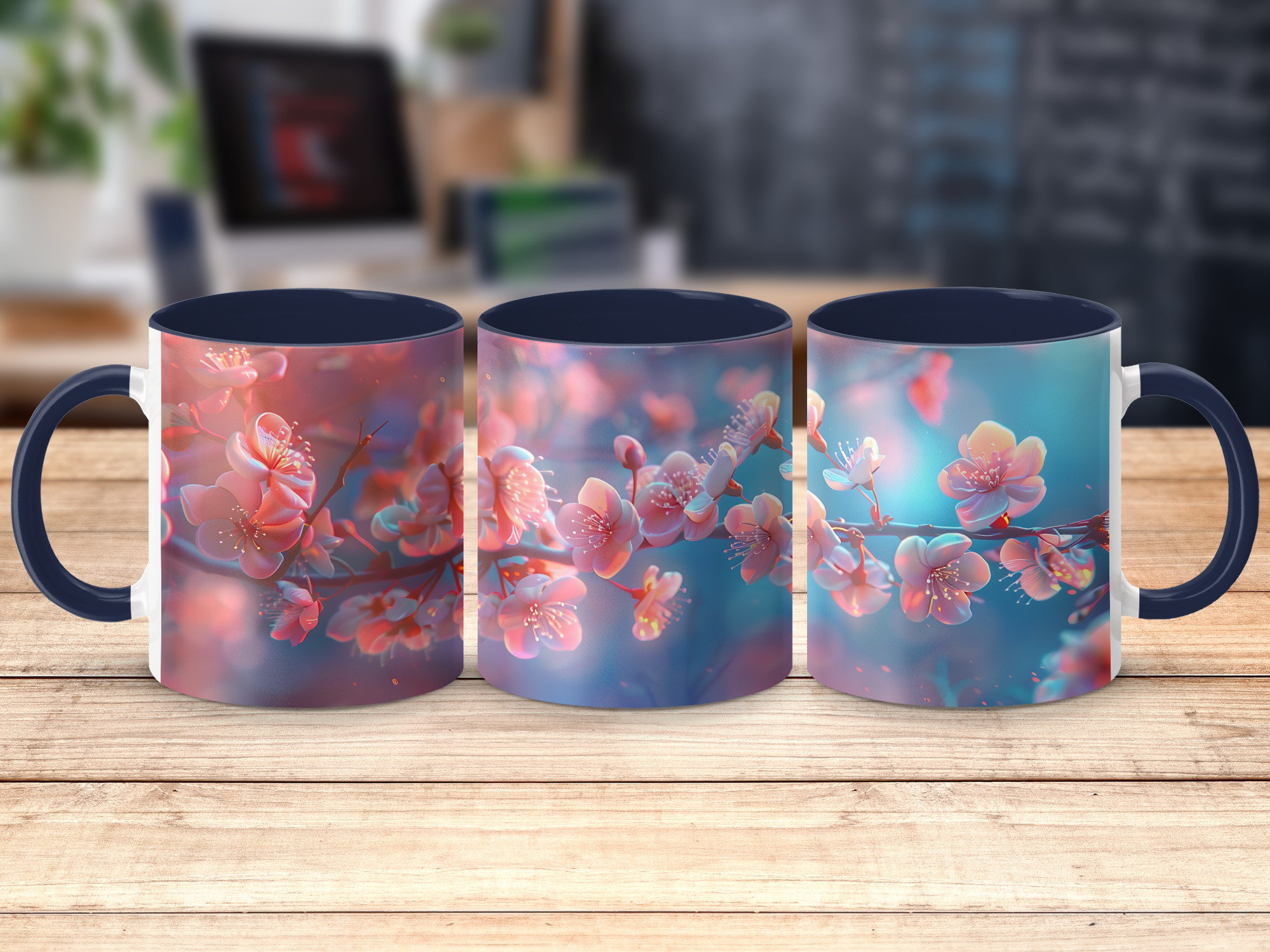 East Urban Home Set of 2 Colourful 3D Design 11oz Accent Mugs – White ...