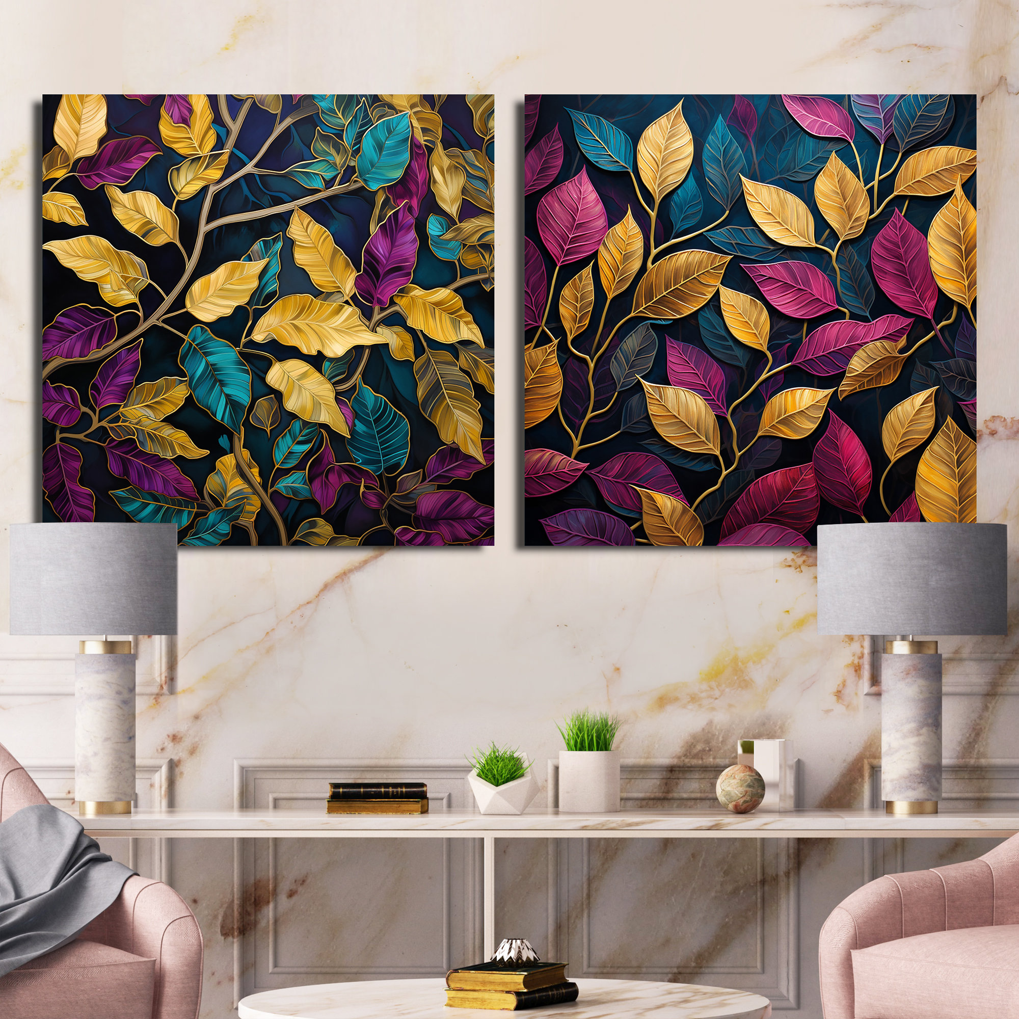 Lark Manor™ Colorful Leaves Charm Foliage - Leaves Square Collage Set ...