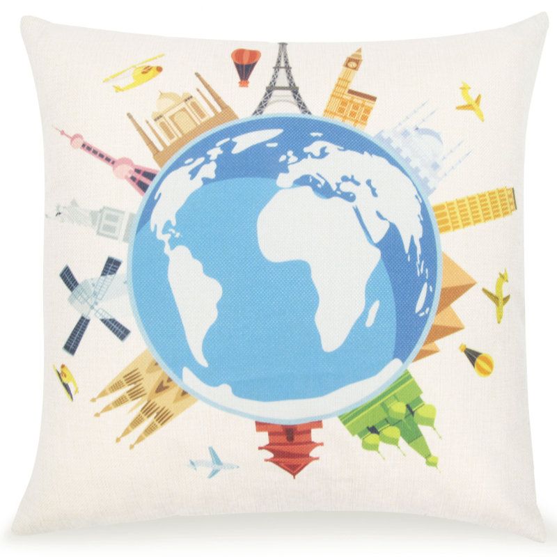 Pal Fabric Travel and Earth Throw Pillow | Wayfair