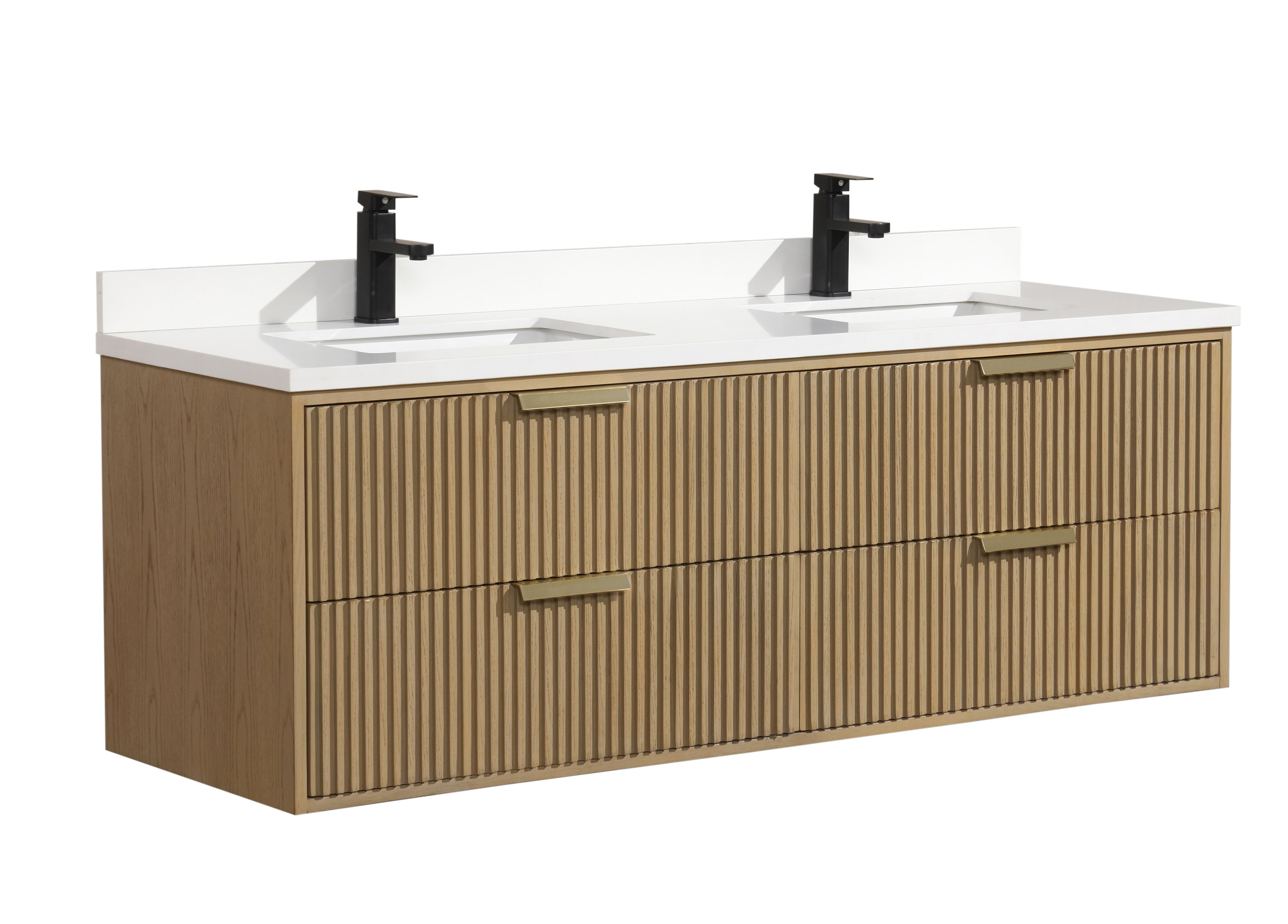 MEDUNJESS 60'' Wall mounted Double Bathroom Vanity Countertop with ...