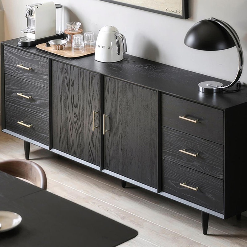 Decordreamss 59.06" Black Solid Wood Sideboard | Wayfair
