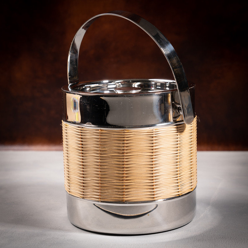 Prep & Savour Charmant Double Walled Stainless Steel Rattan Ice Bucket ...