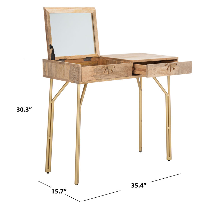 Langley Street® Ava Solid Wood Vanity with Mirror & Reviews | Wayfair