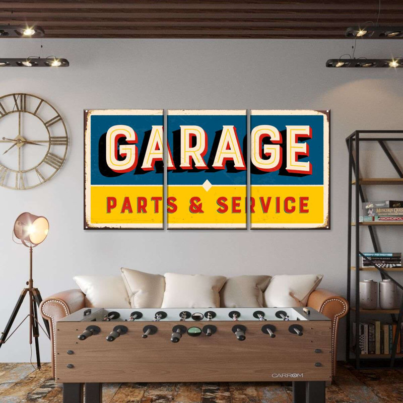 Trinx Vintage Garage Service Sign Wall Art Multi Piece Canvas Print ...