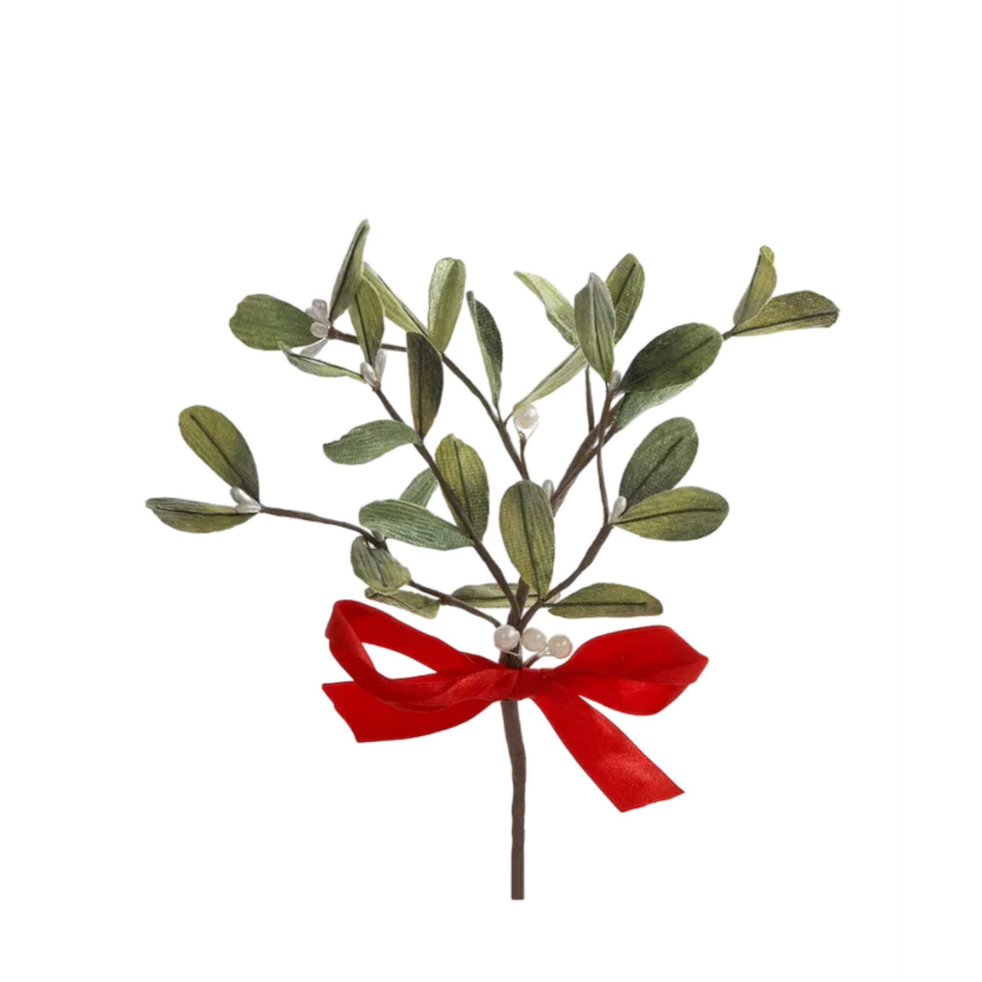 Kurt Adler Manipulatable Wire Christmas Mistletoe Pick with Red Bow, 10 ...