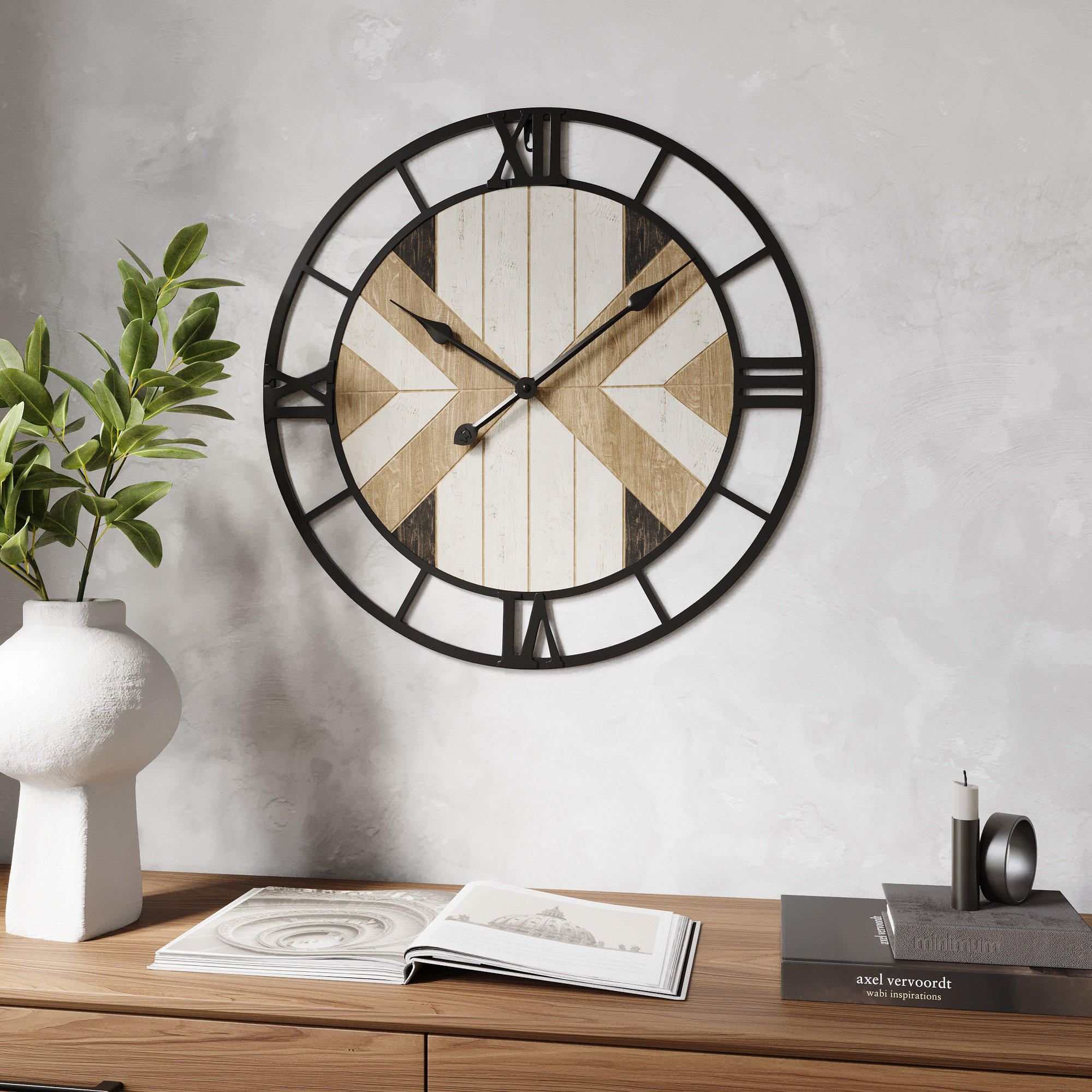 Foundry Select Thalia Metal Round Modern Farmhouse Wall Clock | Wayfair
