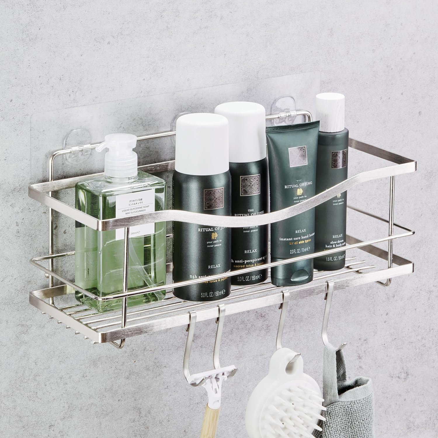 Rebrilliant 12.75 Inch Rust-Proof Stainless Steel Shower Rack With 4 ...