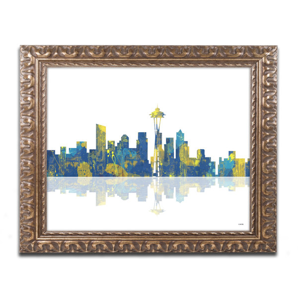 Trademark Art Seattle Washington Skyline II Framed On Canvas by Marlene ...
