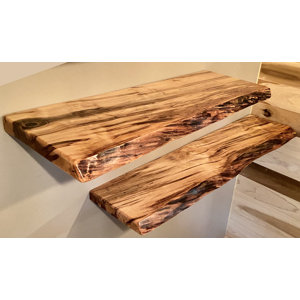 Steel Oak Maple Floating Shelf with Live Edge | Wayfair